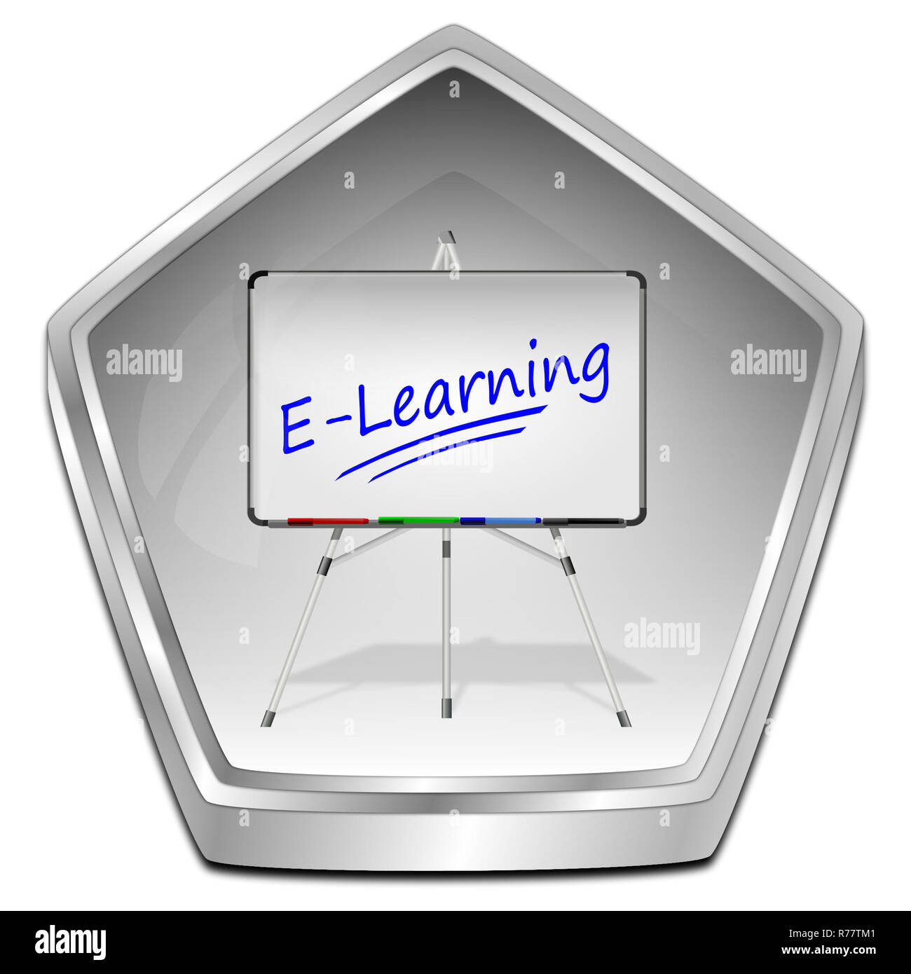 silver E-Learning Button - 3D illustration Stock Photo - Alamy