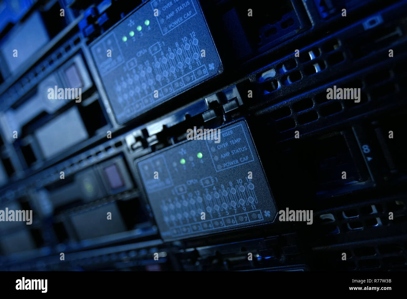 Equipment on the shelves is the data center. Server date centers Stock ...