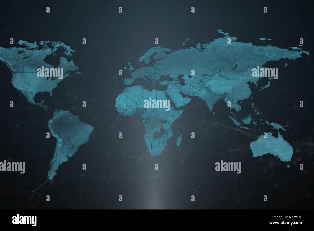 A world map with symbolic locations of the company's servers Stock ...