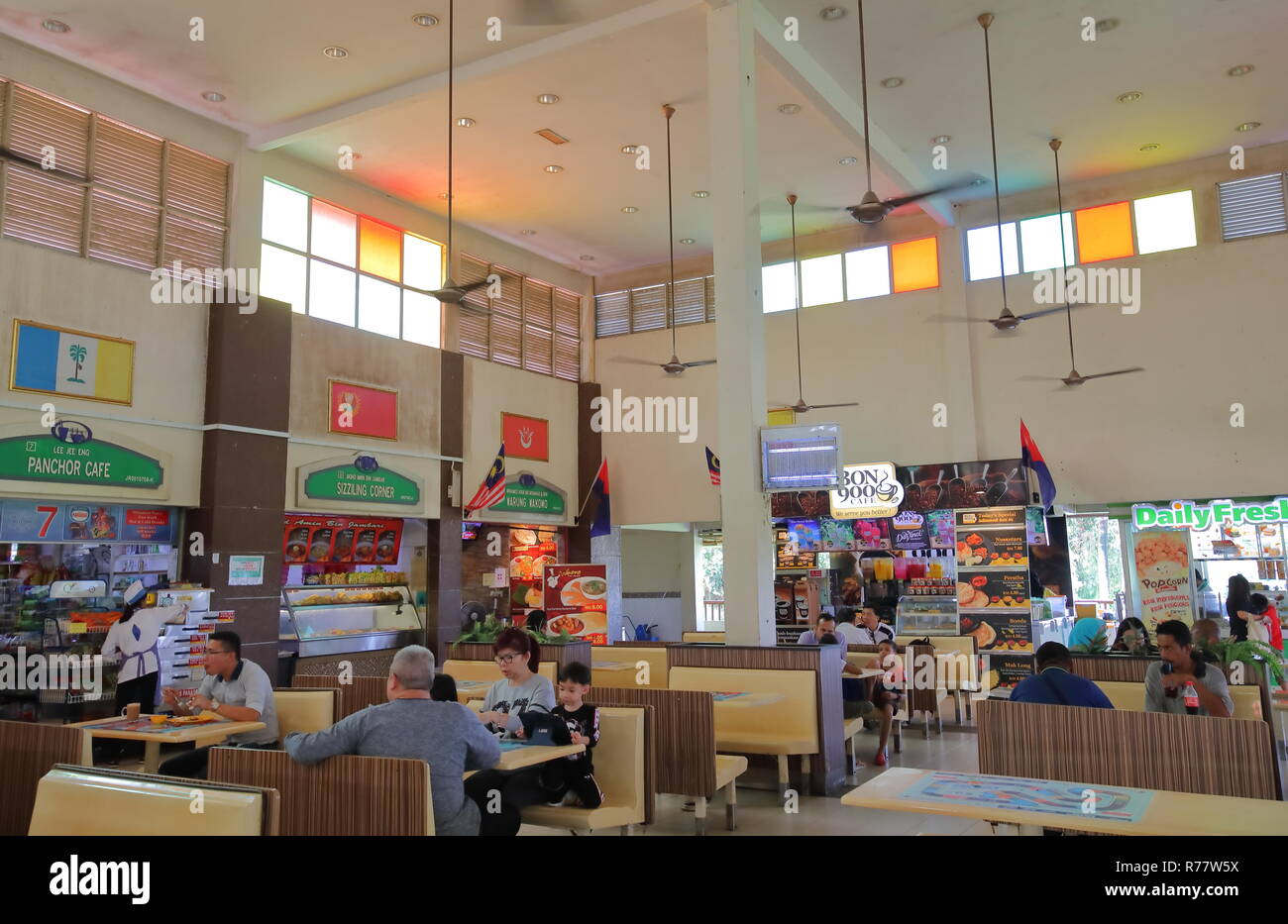People dine at highway service area food court in Malaysia Stock Photo ...
