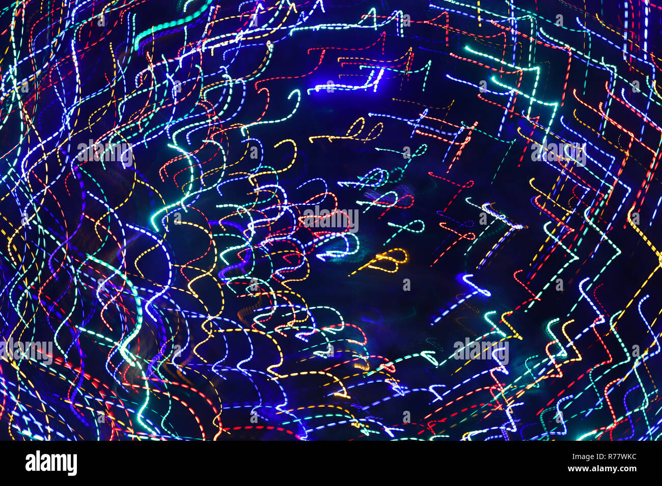 Varied whirling lights on Christmas tree as artistic effects Stock ...