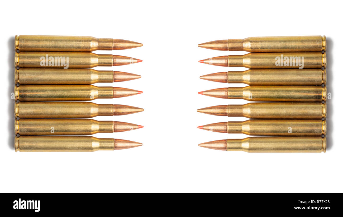 bullet from automatic rifle close up isolate on white background ...