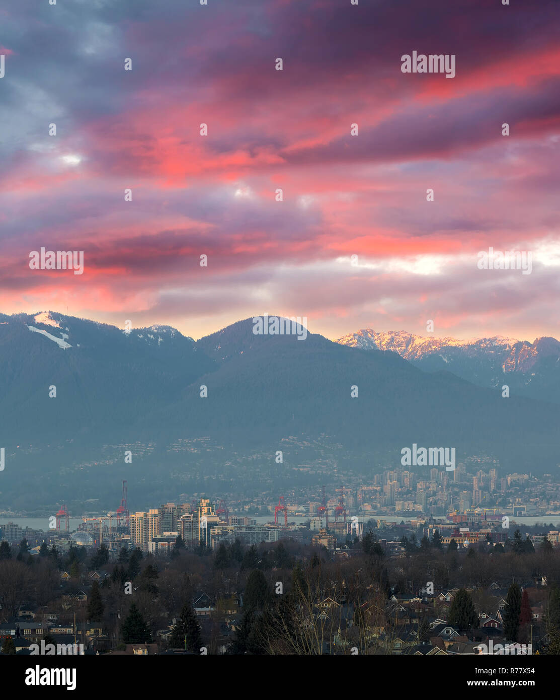 Sunset Sky over Port of Vancouver BC Stock Photo - Alamy
