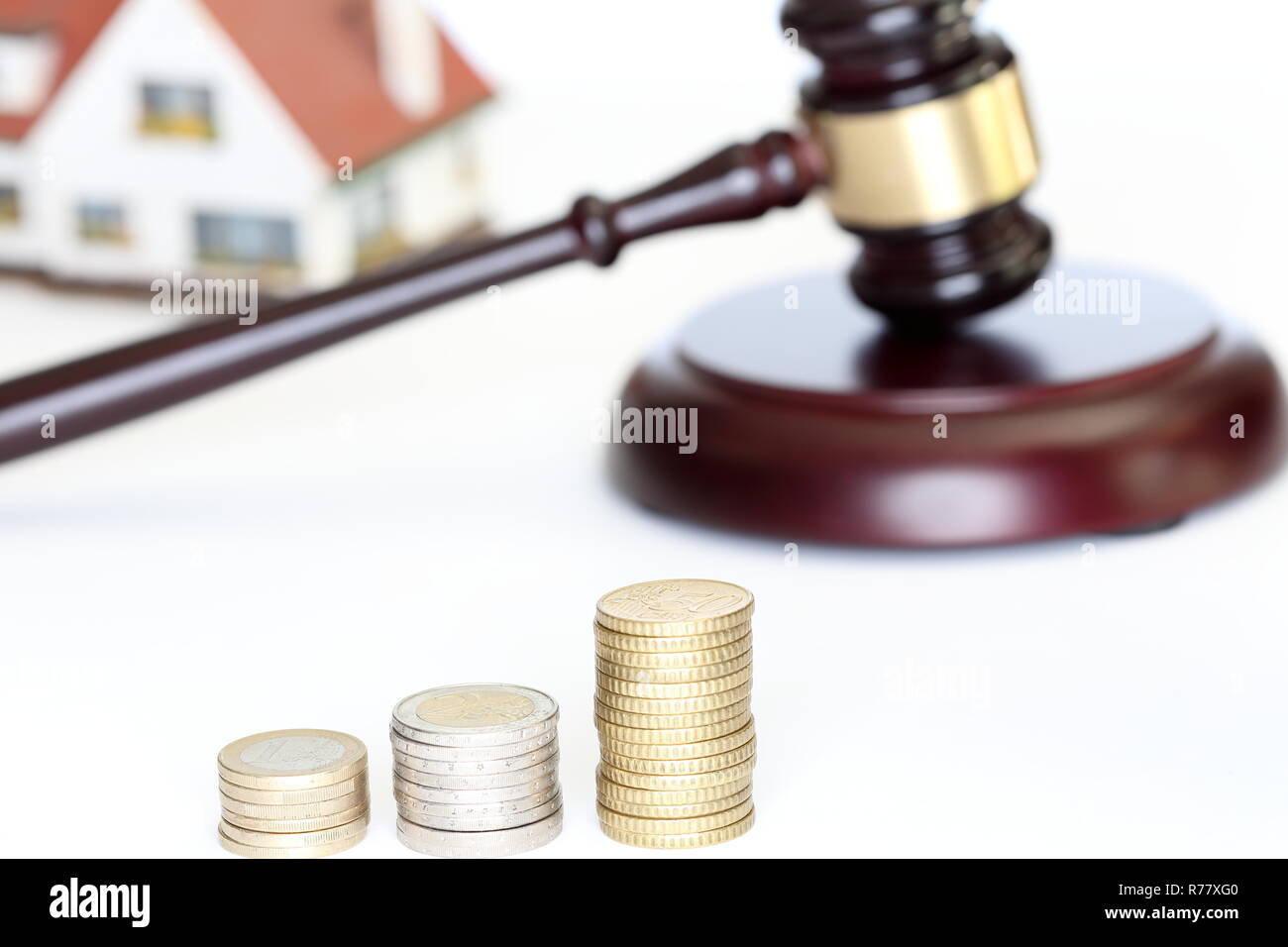 money,house and auction symbol Stock Photo - Alamy