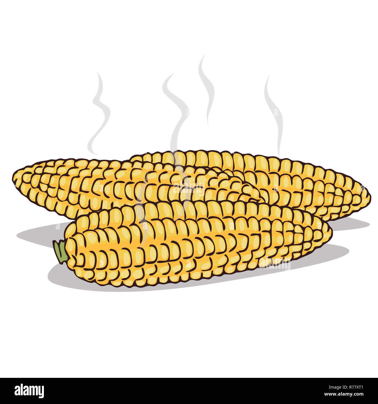 Isolate boiled corn ears with steam Stock Photo - Alamy