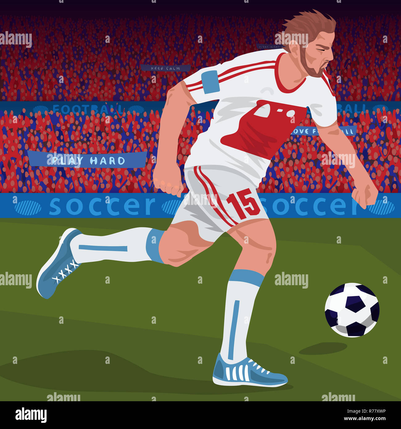 Football player with spectator area Stock Photo - Alamy