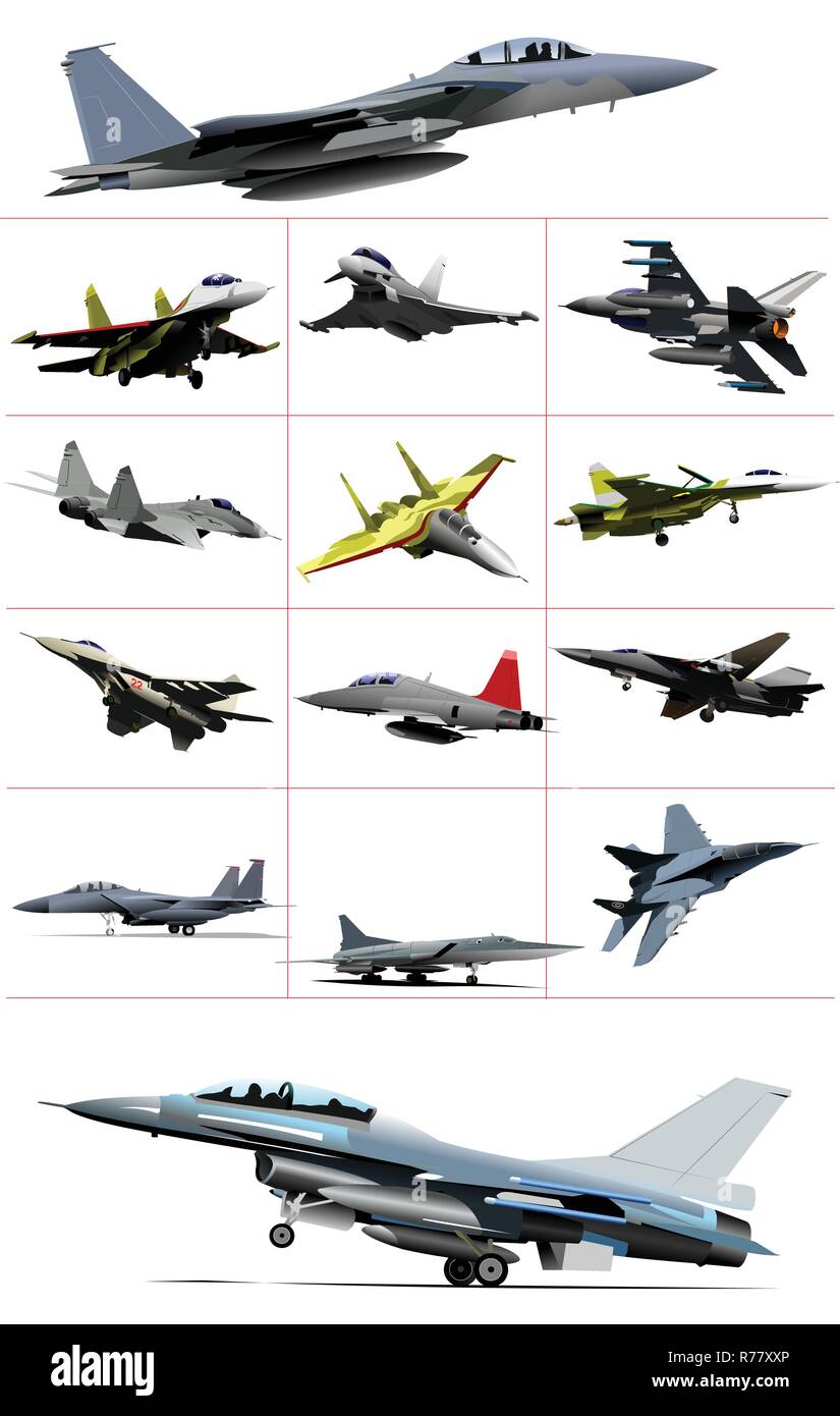 Combat aircraft. Team. Colored vector illustration for designers Stock ...