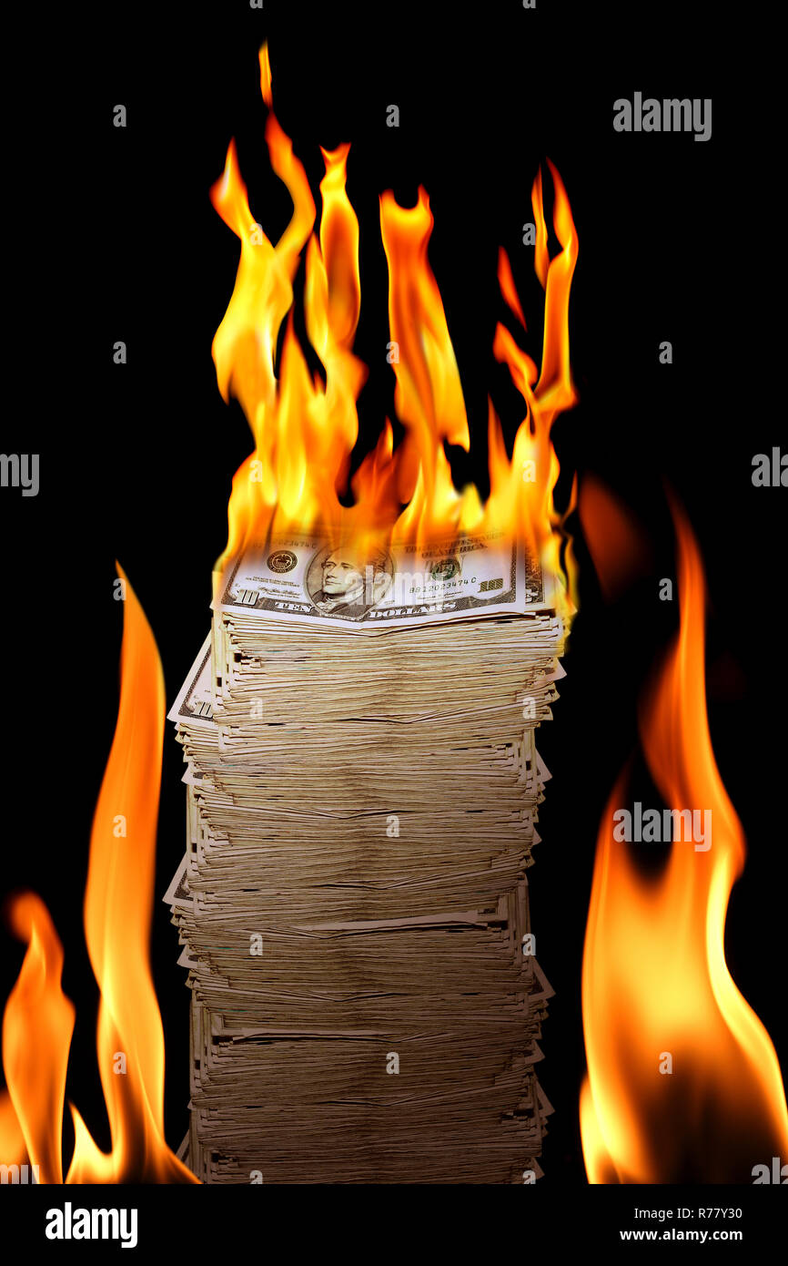 Pile of burning money hi-res stock photography and images - Alamy