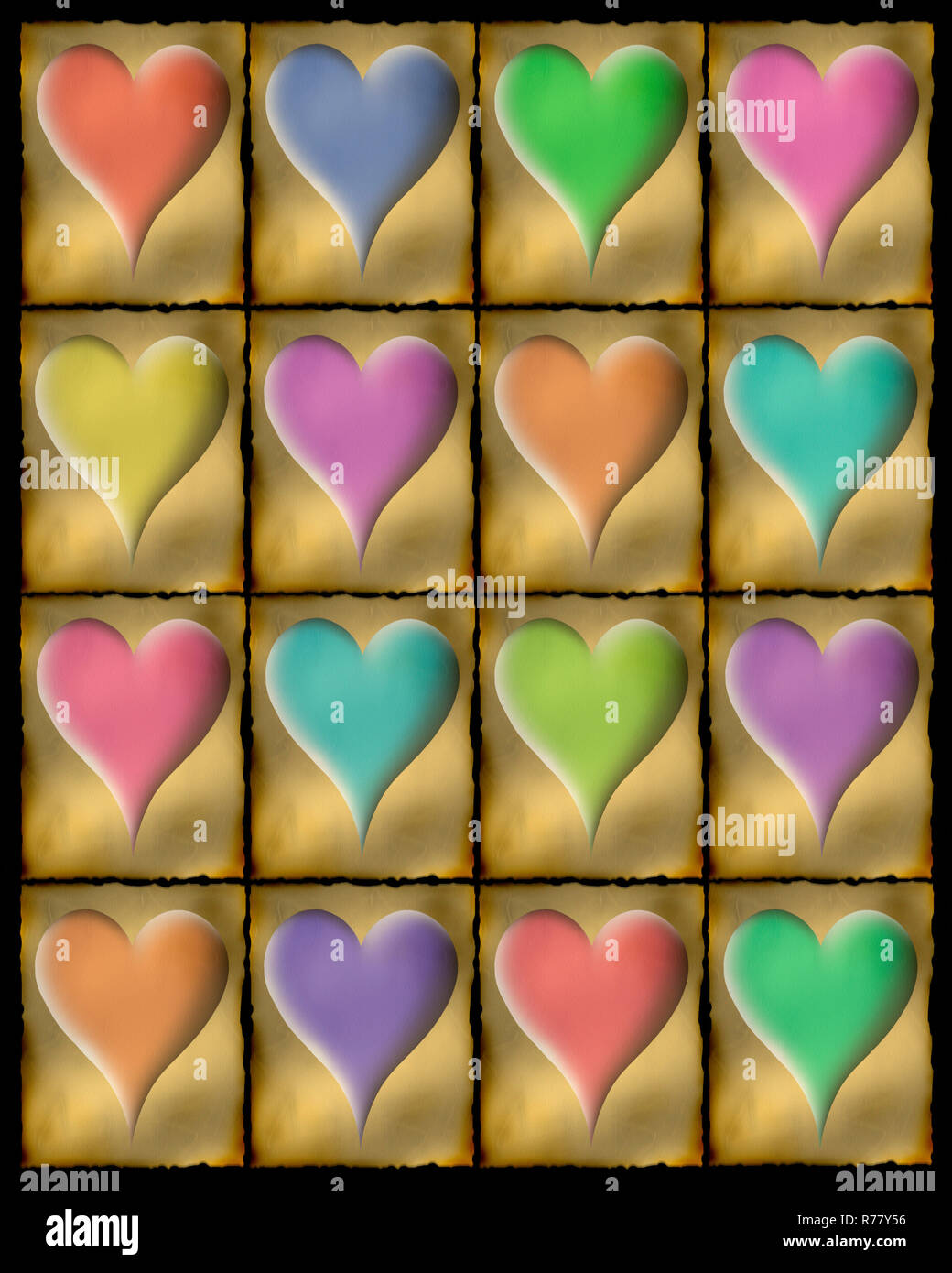heart shapes in a row Stock Photo - Alamy