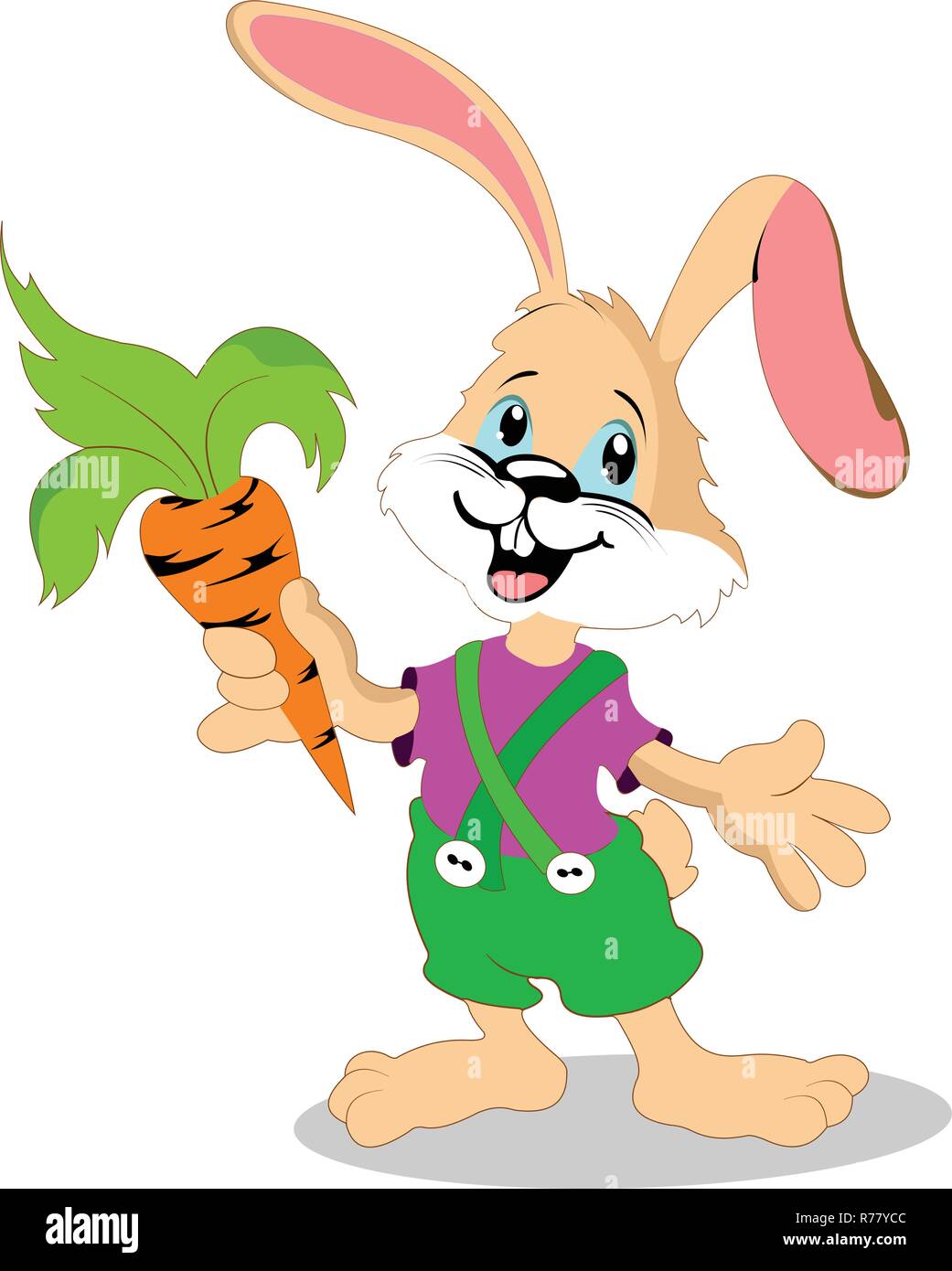 Happy cartoon rabbit holding a carrot. Vector illustration Stock Vector ...