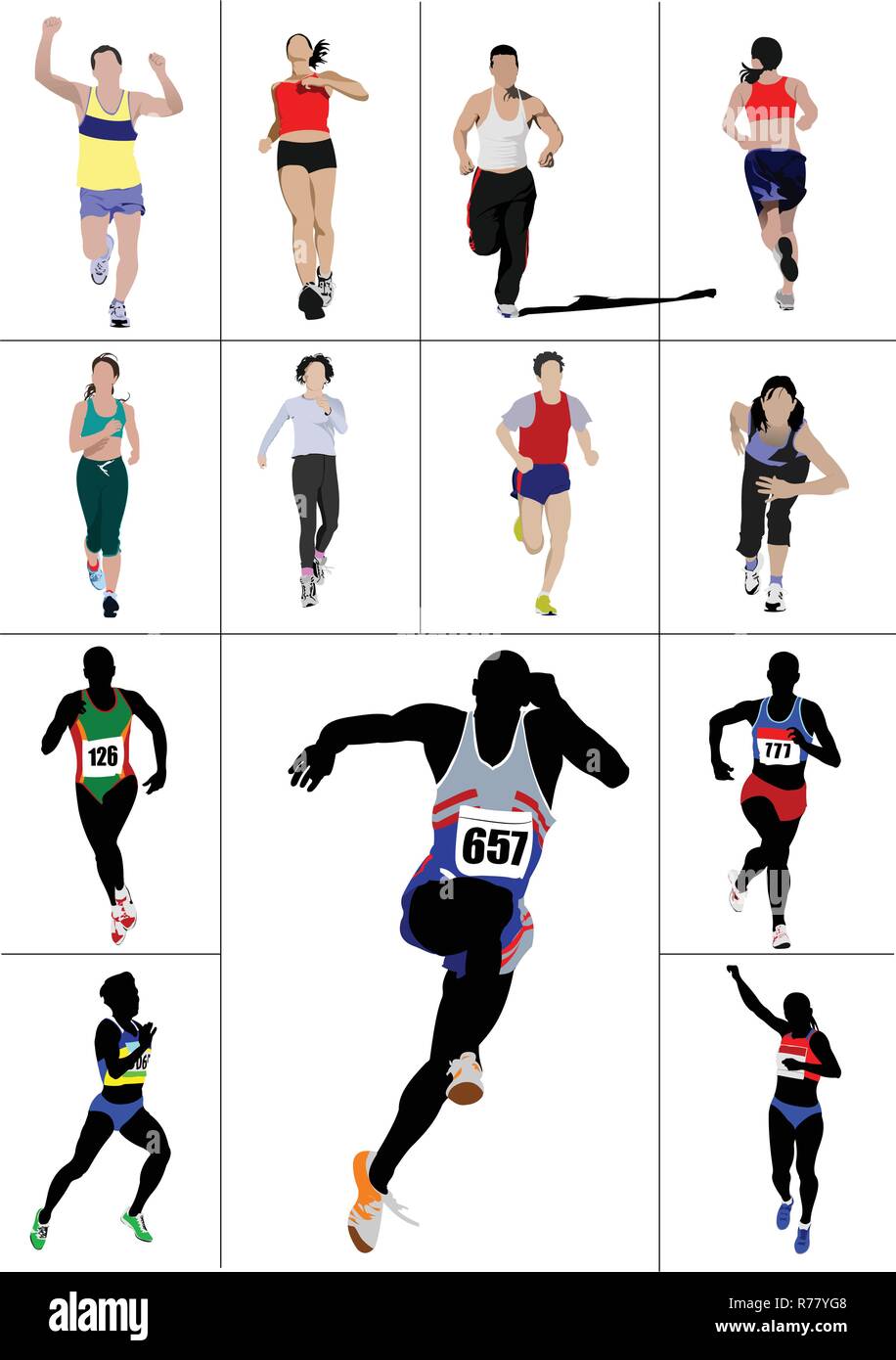 The running men and women. Vector illustration Stock Vector Image & Art ...