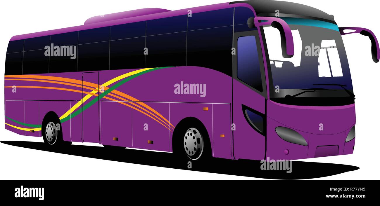 Purple bus. Tourist coach. Vector illustration for designers Stock ...