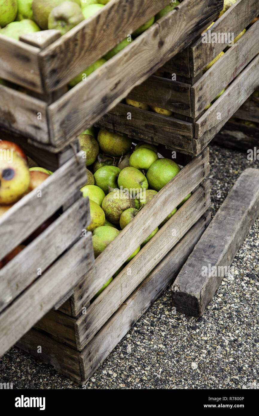 Rustic apple boxes hi-res stock photography and images - Alamy