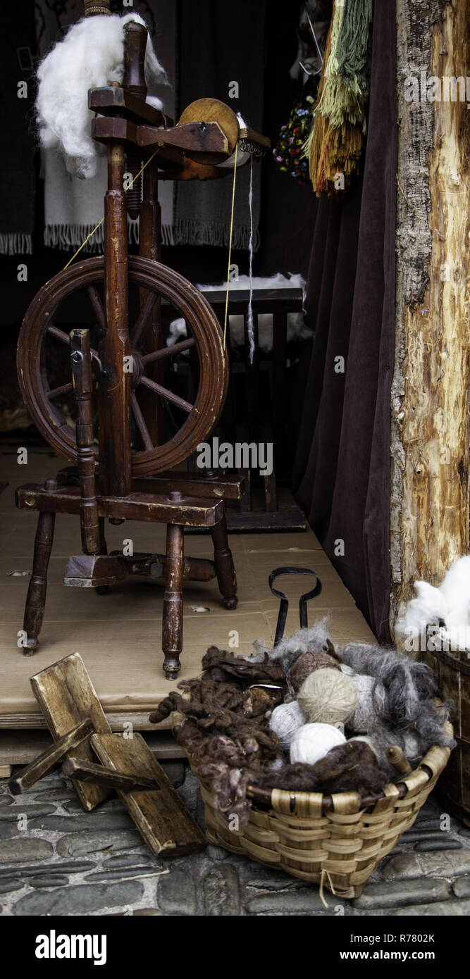 Tools for making wool, traditional objects for virgin wool Stock Photo ...