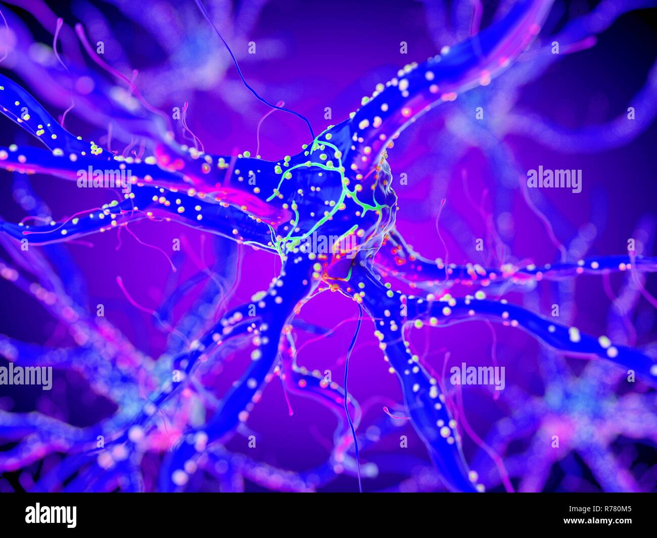 3d rendered illustration of a nerve cell Stock Photo - Alamy