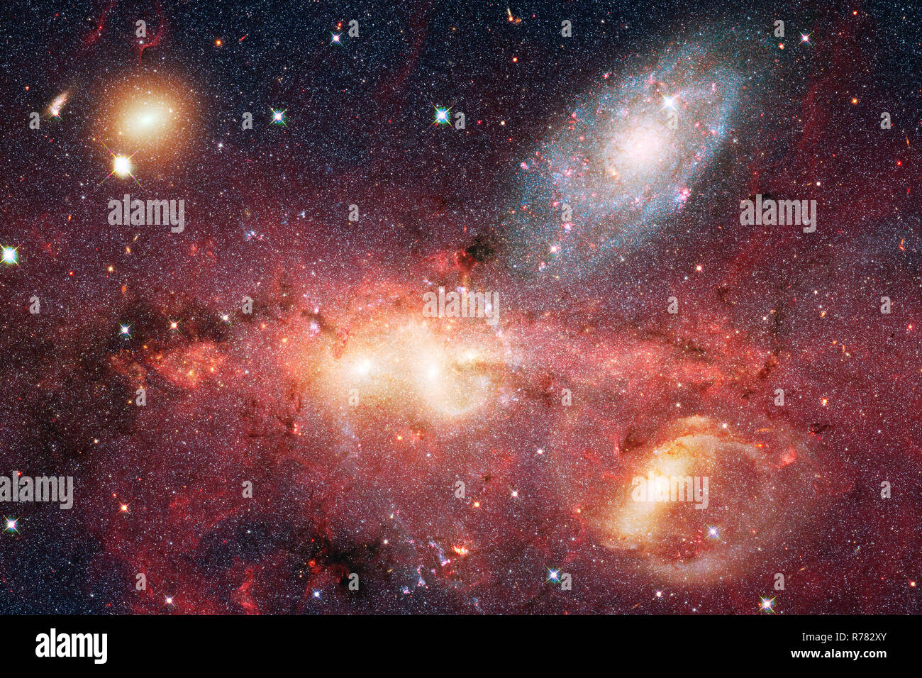 Outer space art. Nebulas, galaxies and bright stars in beautiful ...