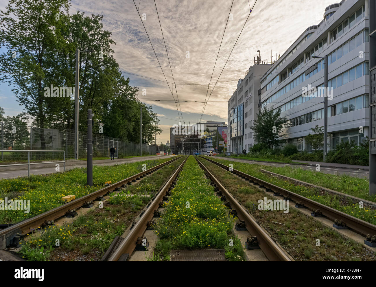 STUTTGART, GERMANY - AUGUST 28, 2017: The rails in front of Lapp-Kabel ...