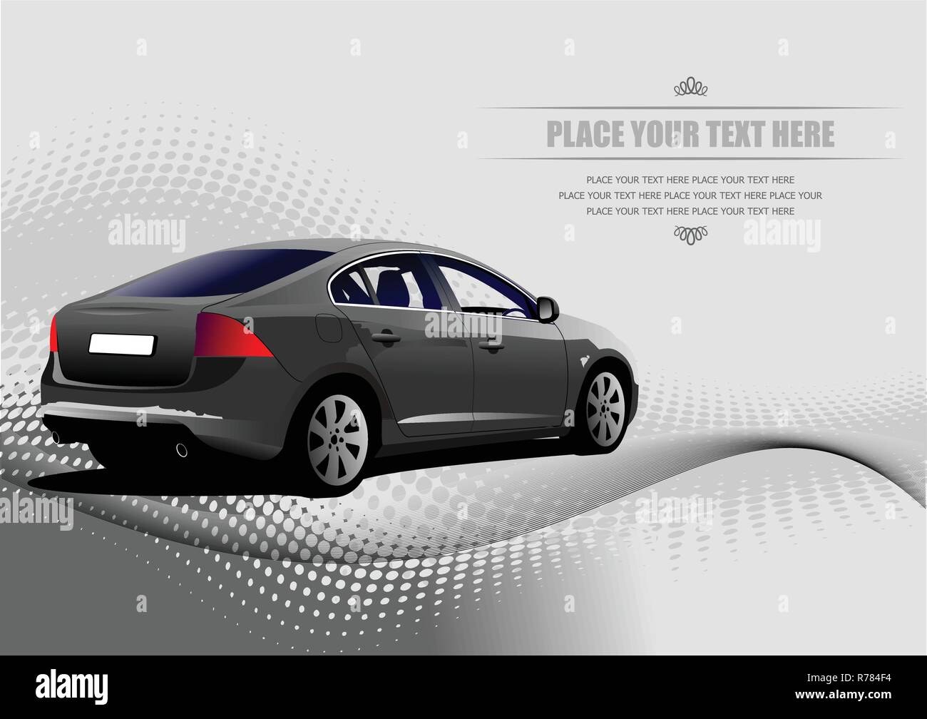 Grey colored car sedan on the road. Vector illustration Stock Vector ...