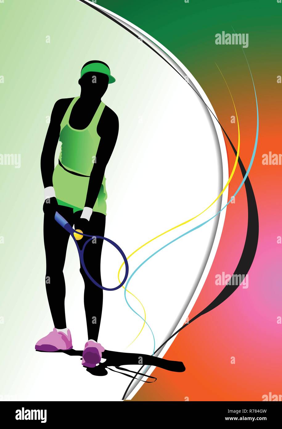 Poster of Woman Tennis player. Colored Vector illustration for ...
