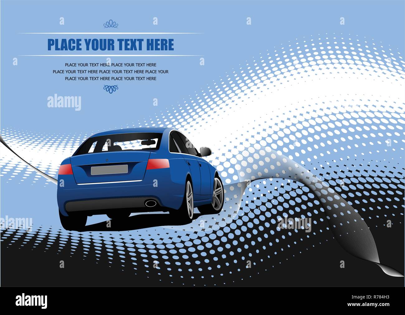 Blue colored car sedan on the road. Vector illustration Stock Vector ...