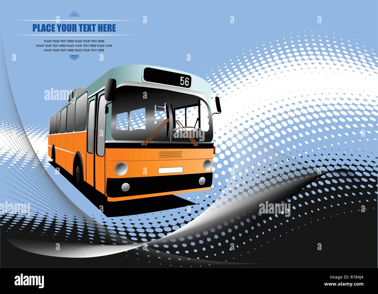 Blue dotted background with city bus image. Vector illustration Stock ...