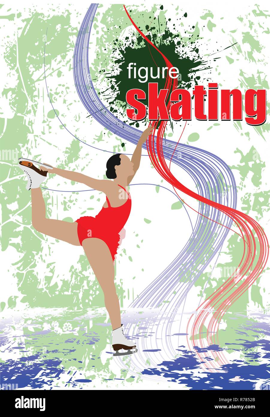 Figure skating colored silhouettes. Vector illustration Stock Vector ...
