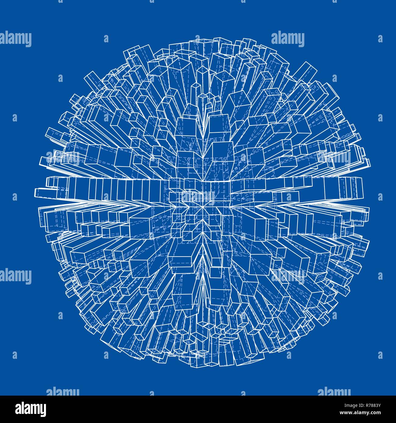 Abstract 3d Sphere with City, Blueprint Style Stock Vector Image & Art ...