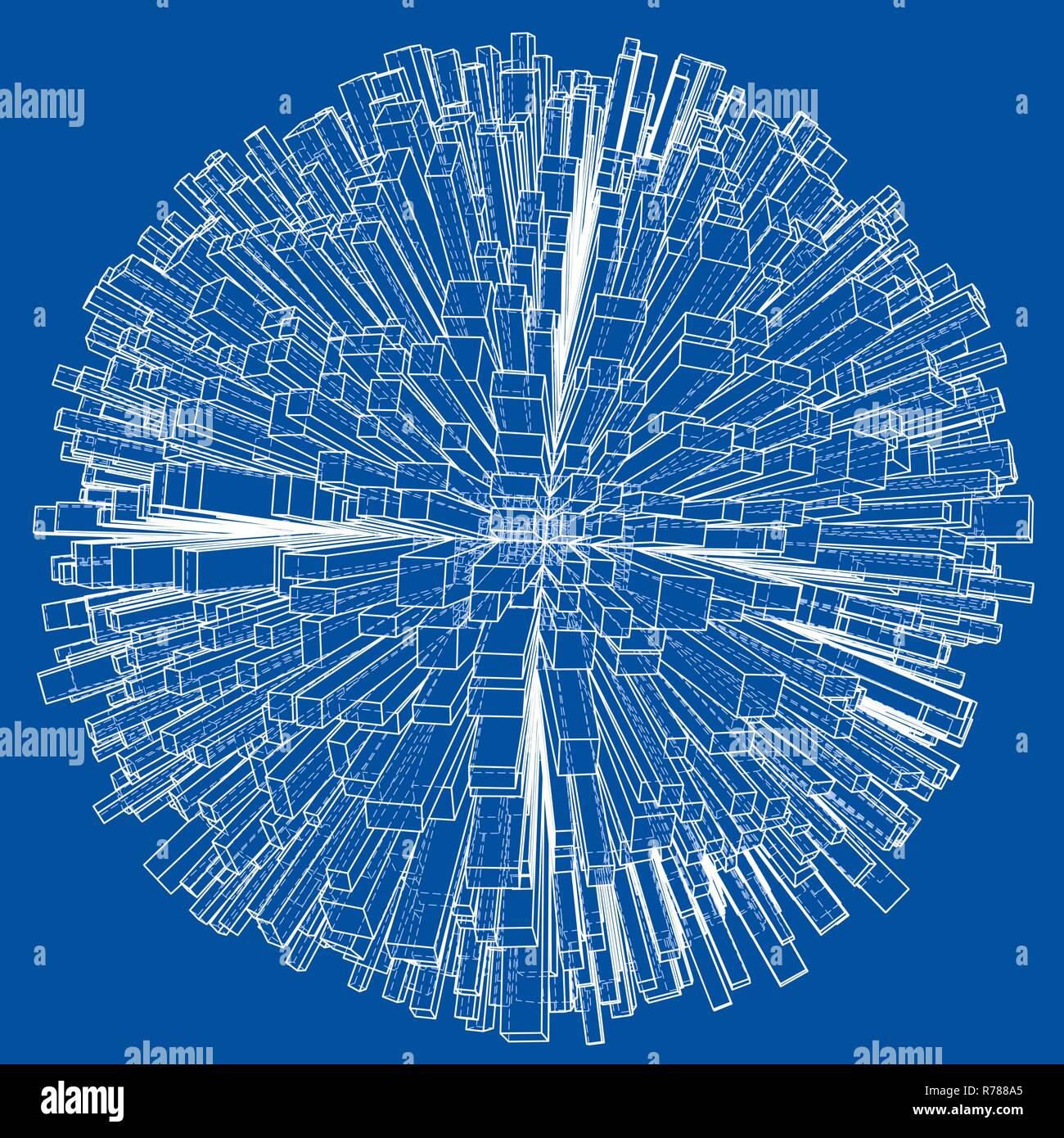 Abstract 3d Sphere with City, Blueprint Style Stock Vector Image & Art ...