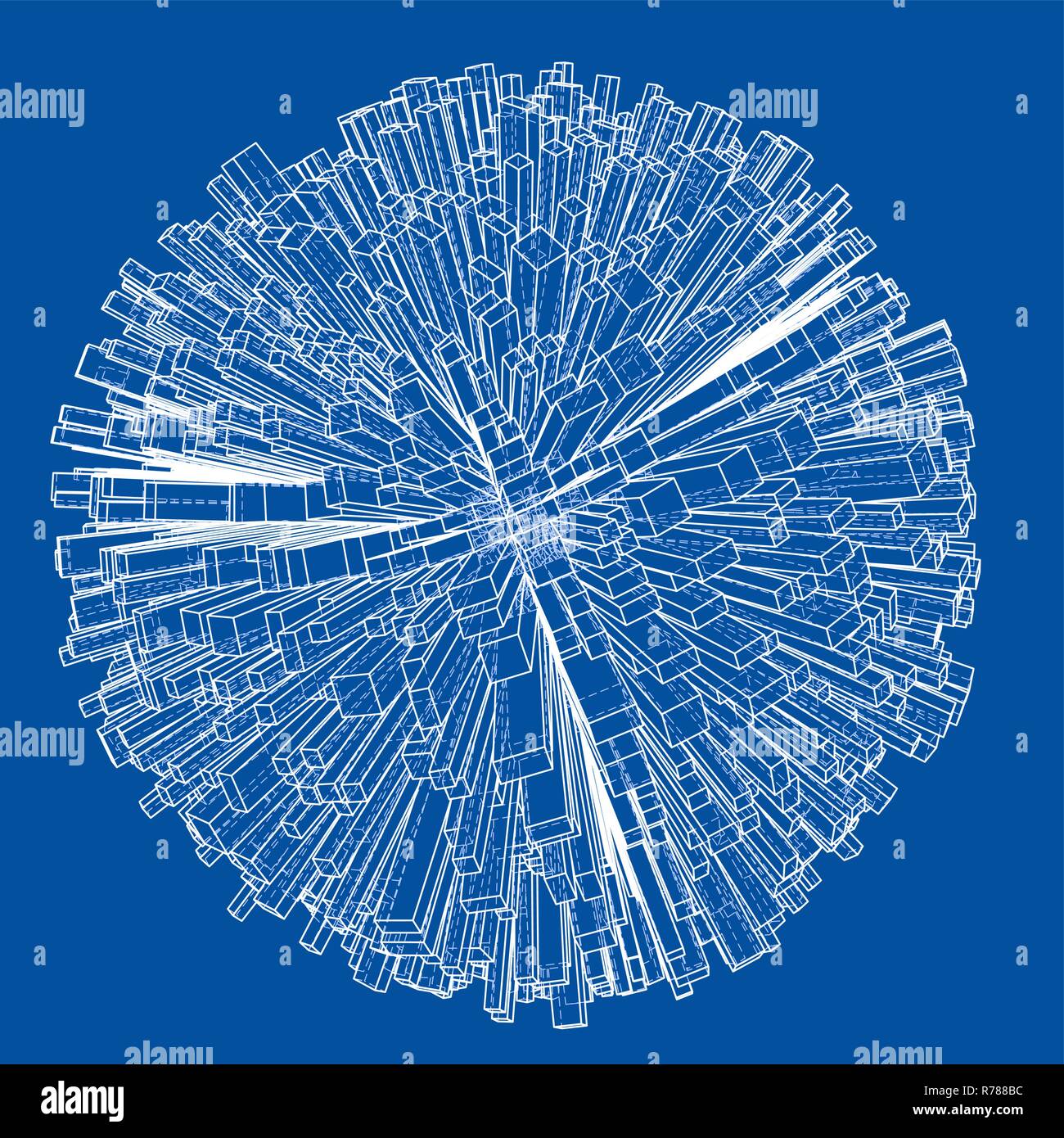 Abstract 3d Sphere with City, Blueprint Style Stock Vector Image & Art ...