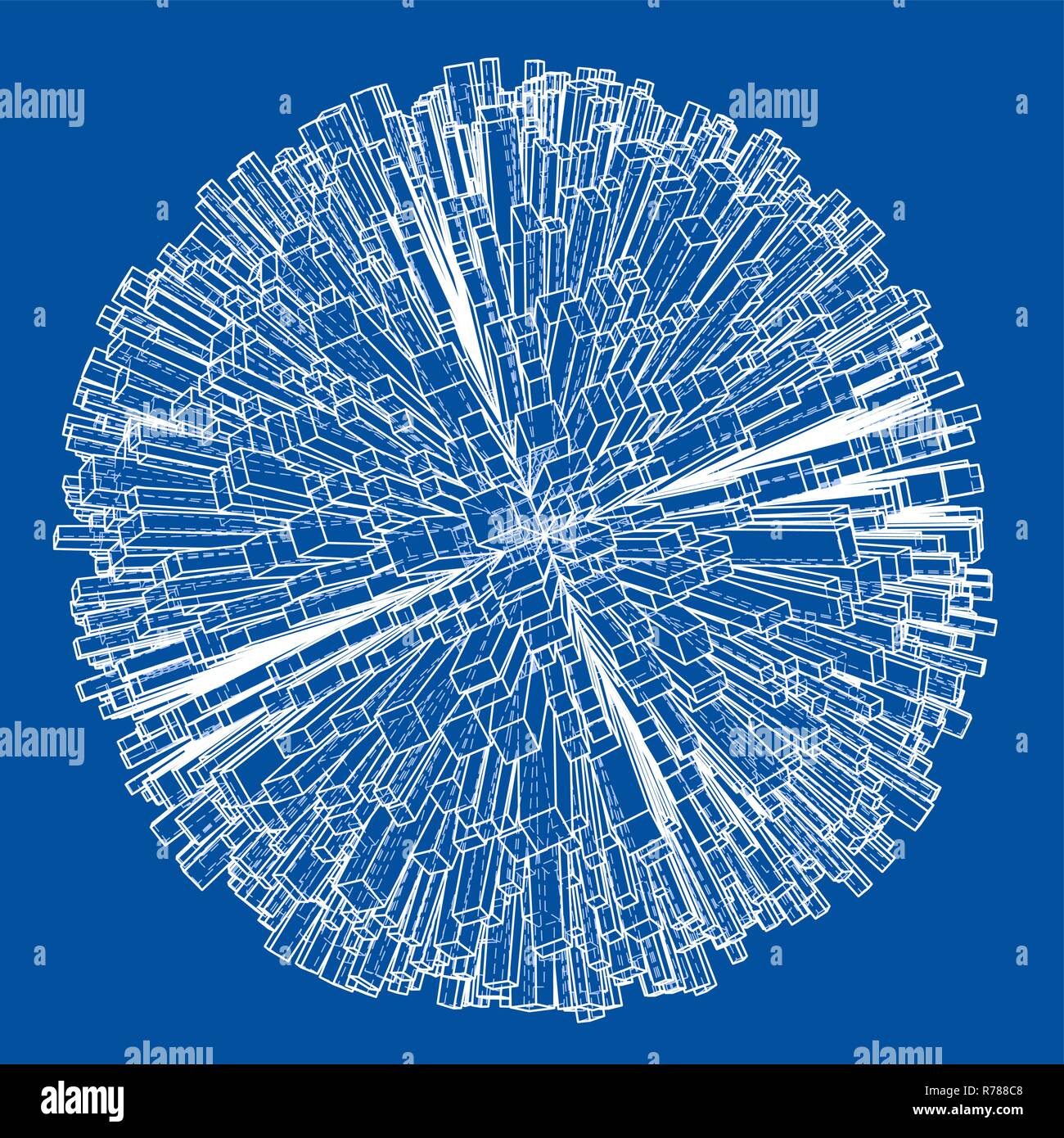 Abstract 3d Sphere with City, Blueprint Style Stock Vector Image & Art ...