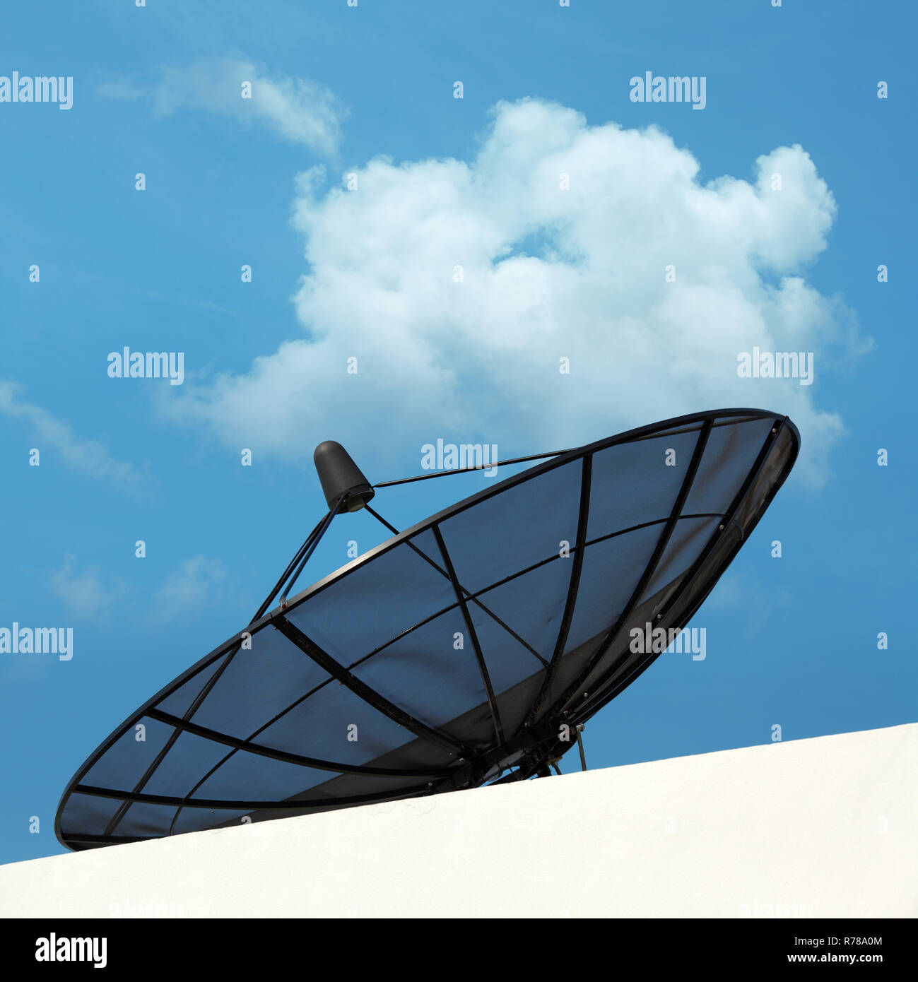 Satellite dish antenna on roof Stock Photo - Alamy