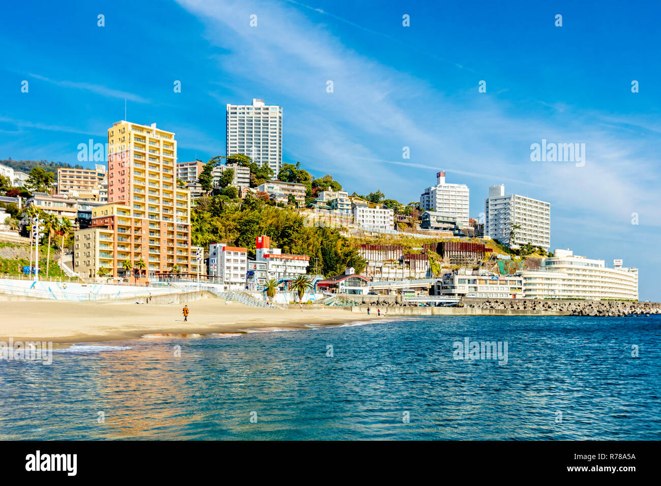 Atami, Shizuoka / Japan - December 1 2018: Aerial cityscape view of ...