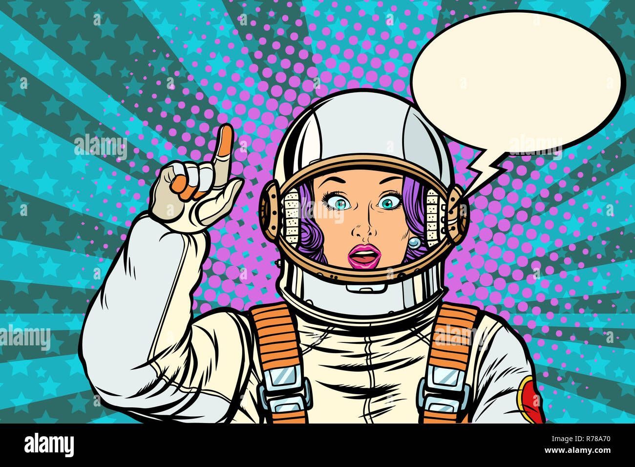astronaut woman attention gesture. Caution warning Stock Photo - Alamy