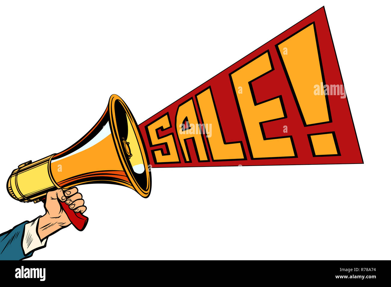 speaker megaphone sale text isolate on white background Stock Photo - Alamy