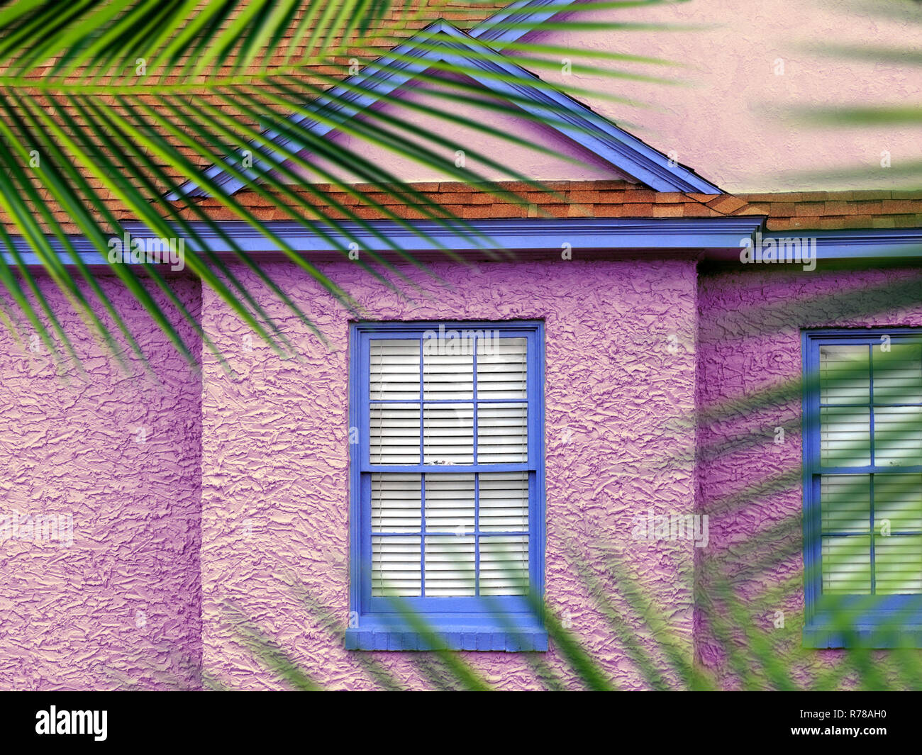 pink house and windows Stock Photo - Alamy