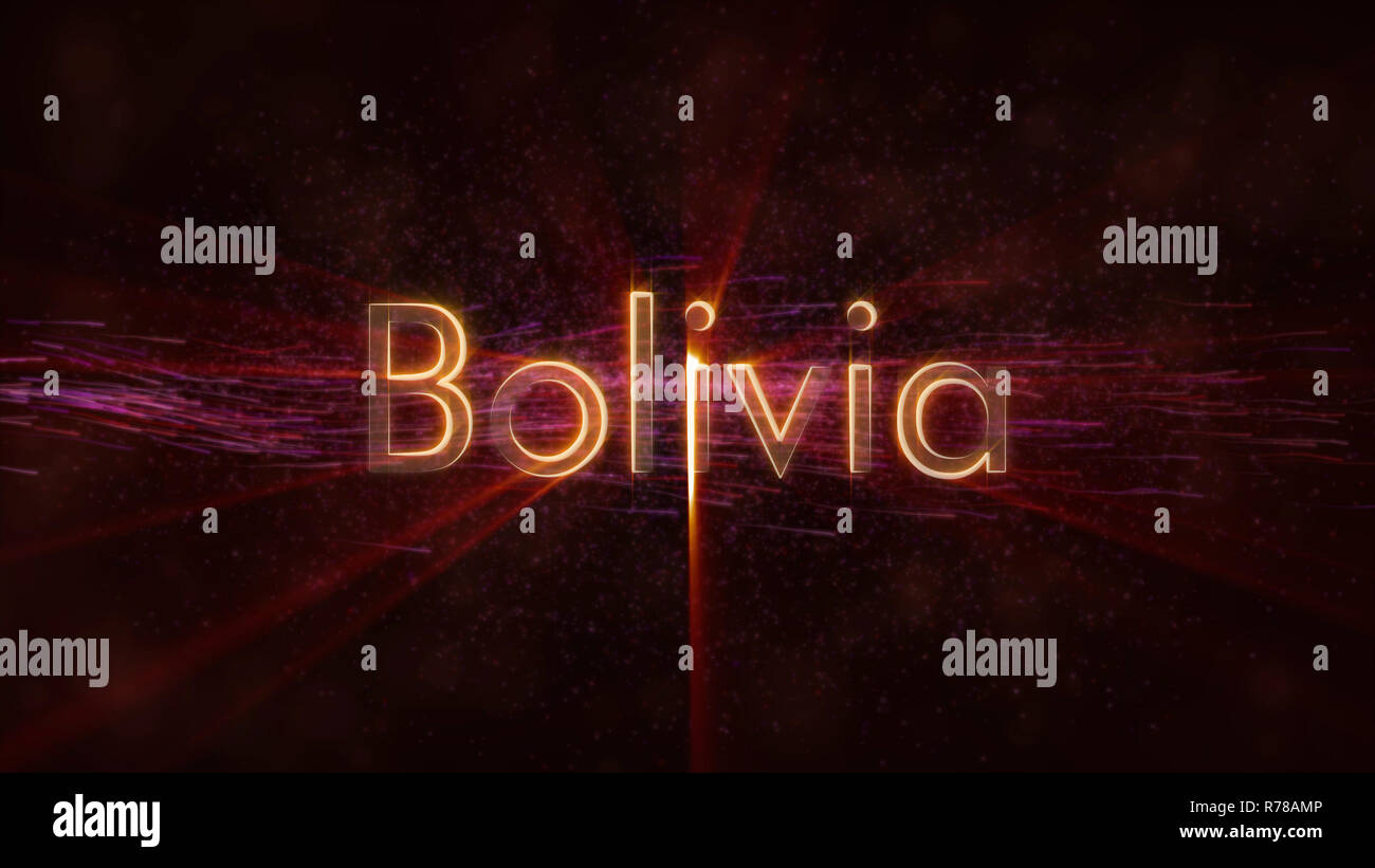 Bolivia country name text animation - Shiny rays looping on edge of ...