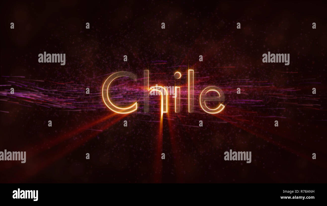 Chile country name text animation - Shiny rays looping on edge of text ...