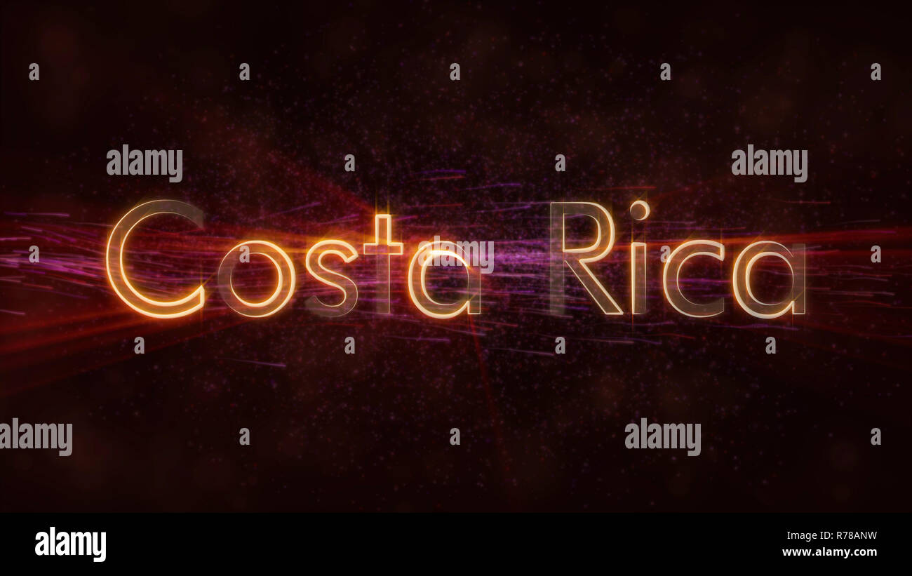 Costa Rica country name text animation - Shiny rays looping on edge of ...
