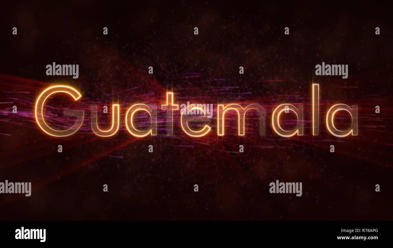 Guatemala country name text animation - Shiny rays looping on edge of ...