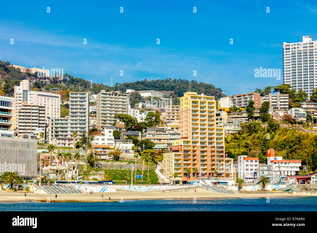 Atami, Shizuoka / Japan - December 1 2018: Aerial cityscape view of ...