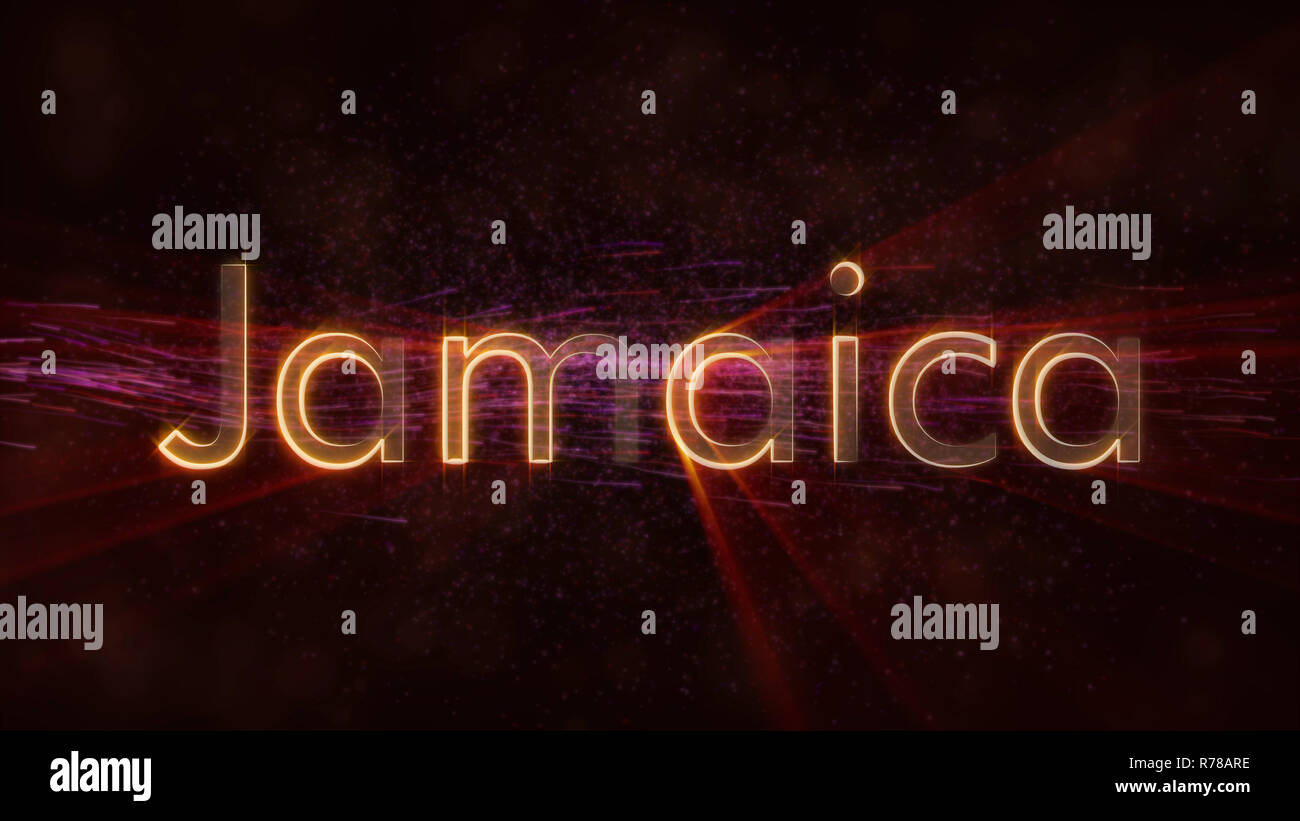 Jamaica country name text animation - Shiny rays looping on edge of ...