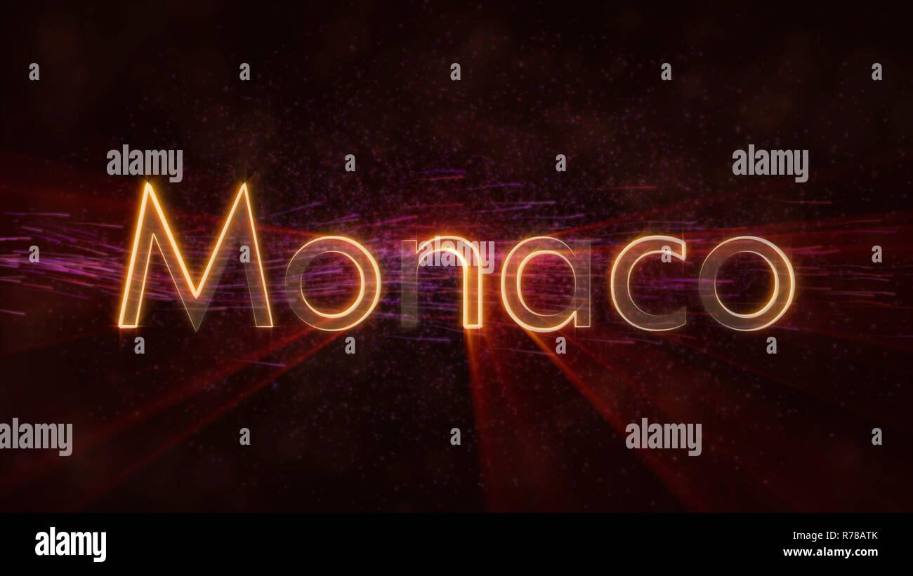 Monaco country name text animation - Shiny rays looping on edge of text ...