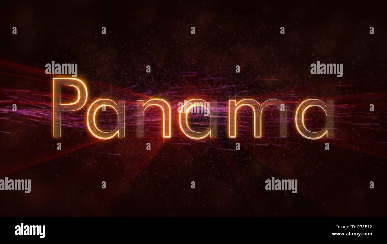 Panama country name text animation - Shiny rays looping on edge of text ...