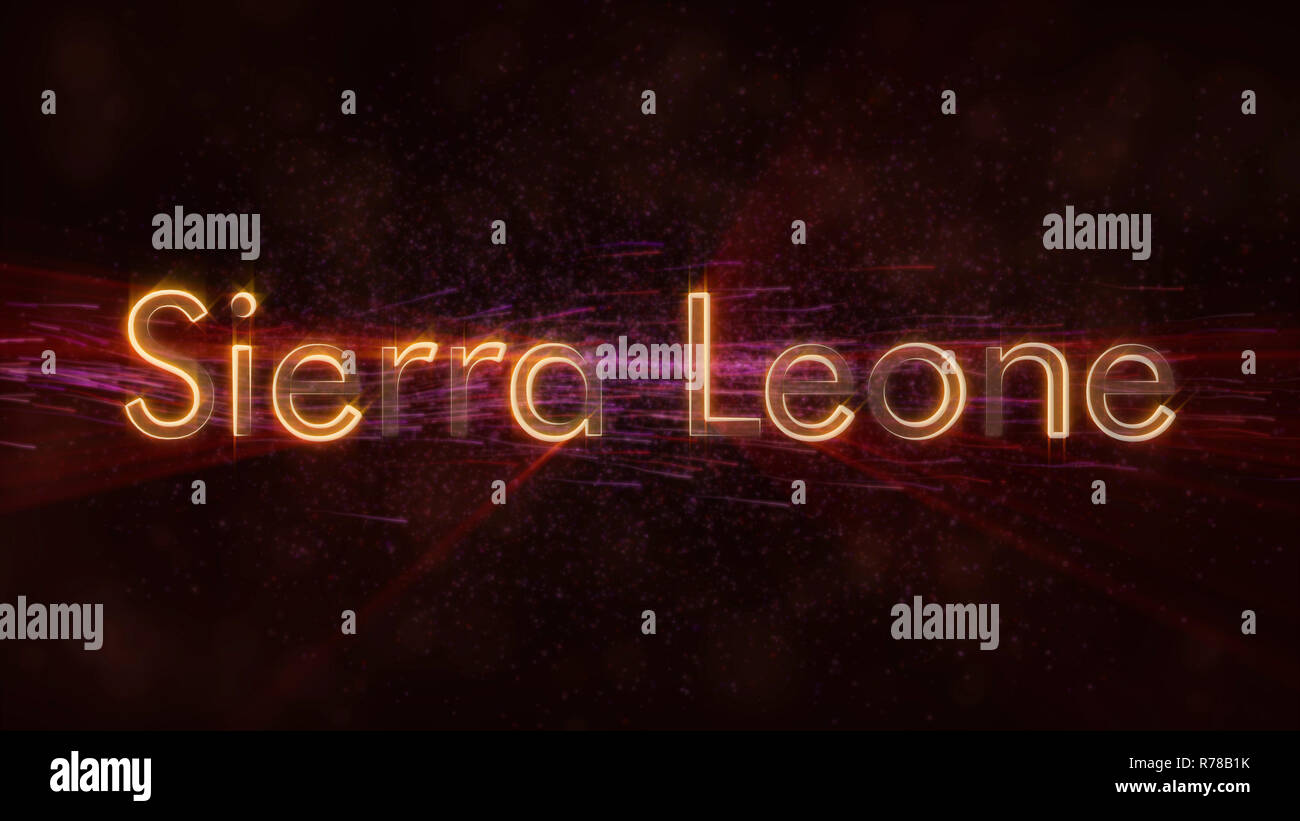 Sierra Leone country name text animation - Shiny rays looping on edge ...