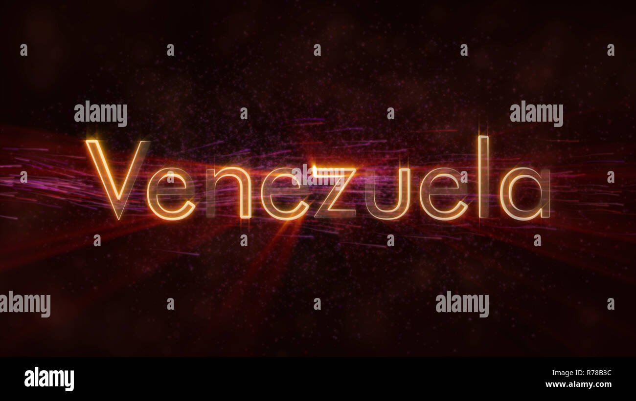 Venezuela country name text animation - Shiny rays looping on edge of ...