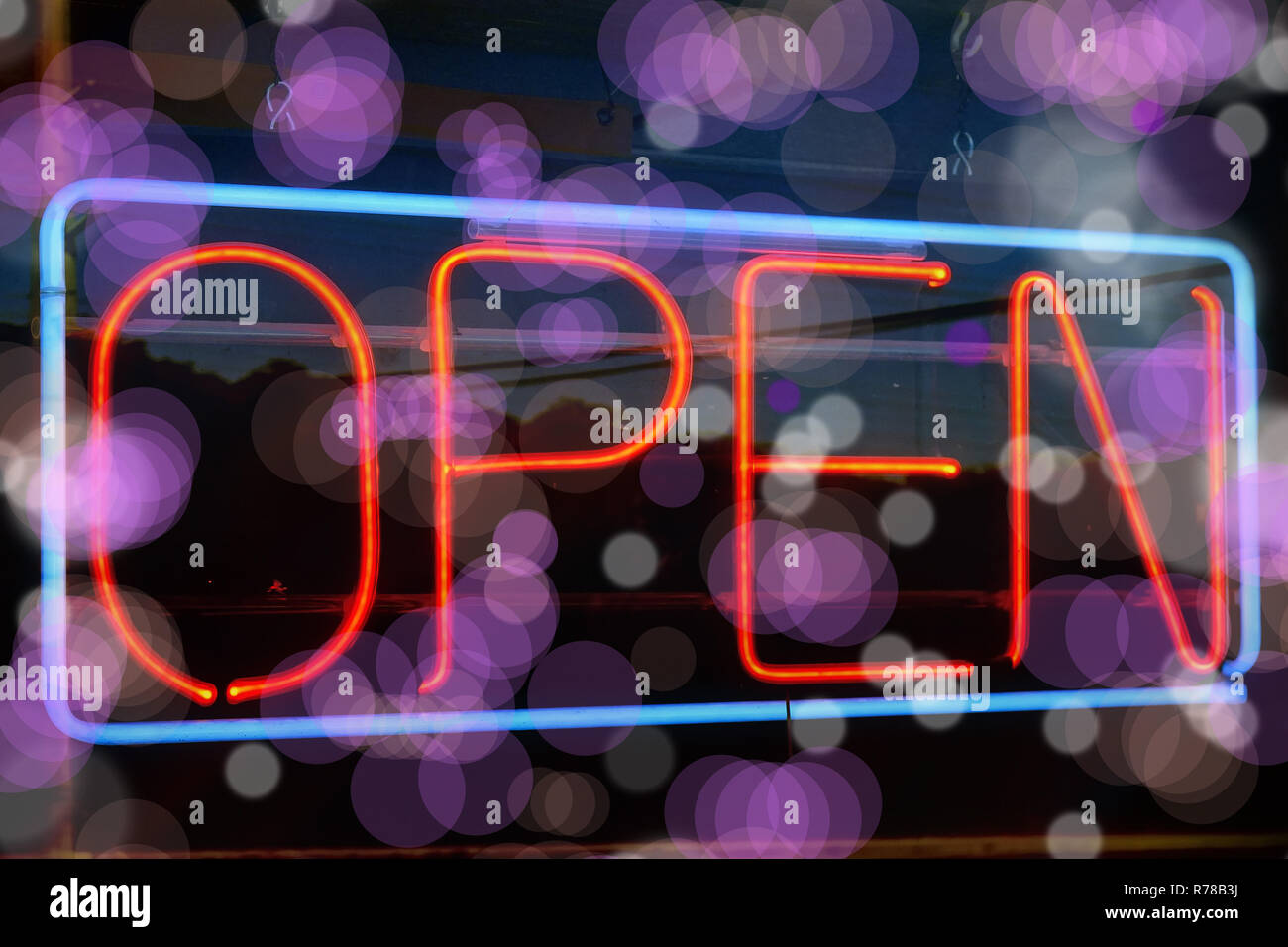 neon open sign Stock Photo - Alamy