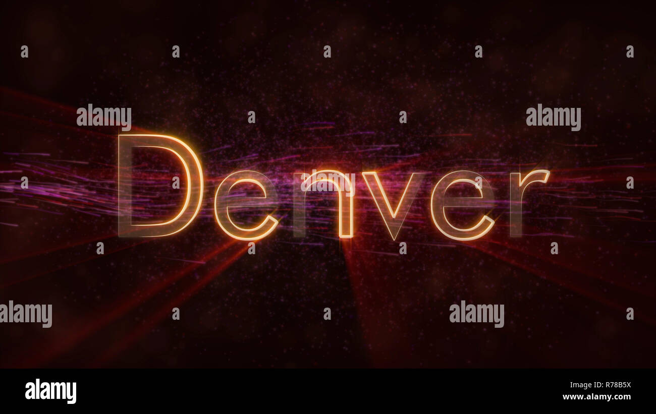Denver - United States city name text animation - Shiny rays looping on ...