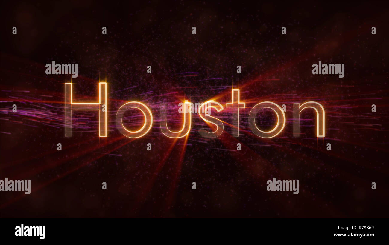 Houston - United States city name text animation - Shiny rays looping ...