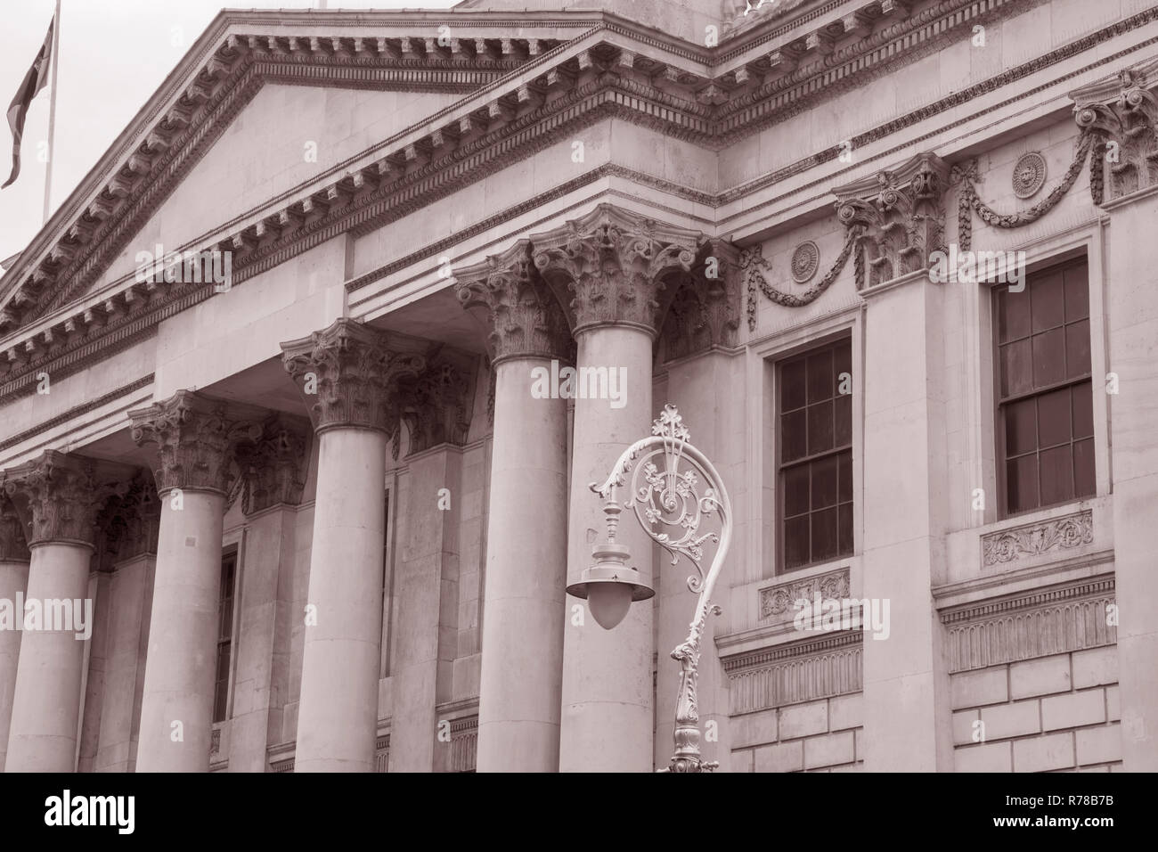 City Hall Facade; Dublin; Ireland in Black and White Sepia Tone Stock ...