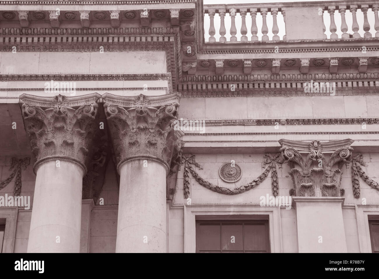 City Hall Facade; Dublin; Ireland in Black and White Sepia Tone Stock ...